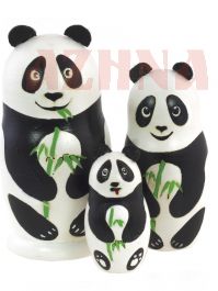 Matryoshka-Animal woodburned 3 pcs "Panda"